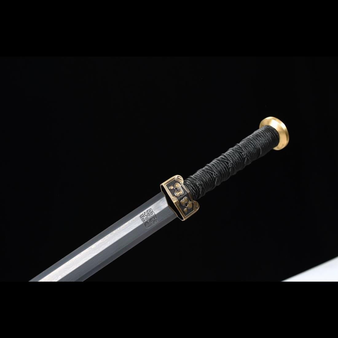 Handmade Chinese Sword Moire Han Jian Folded steel Eight-sided Blade E ...