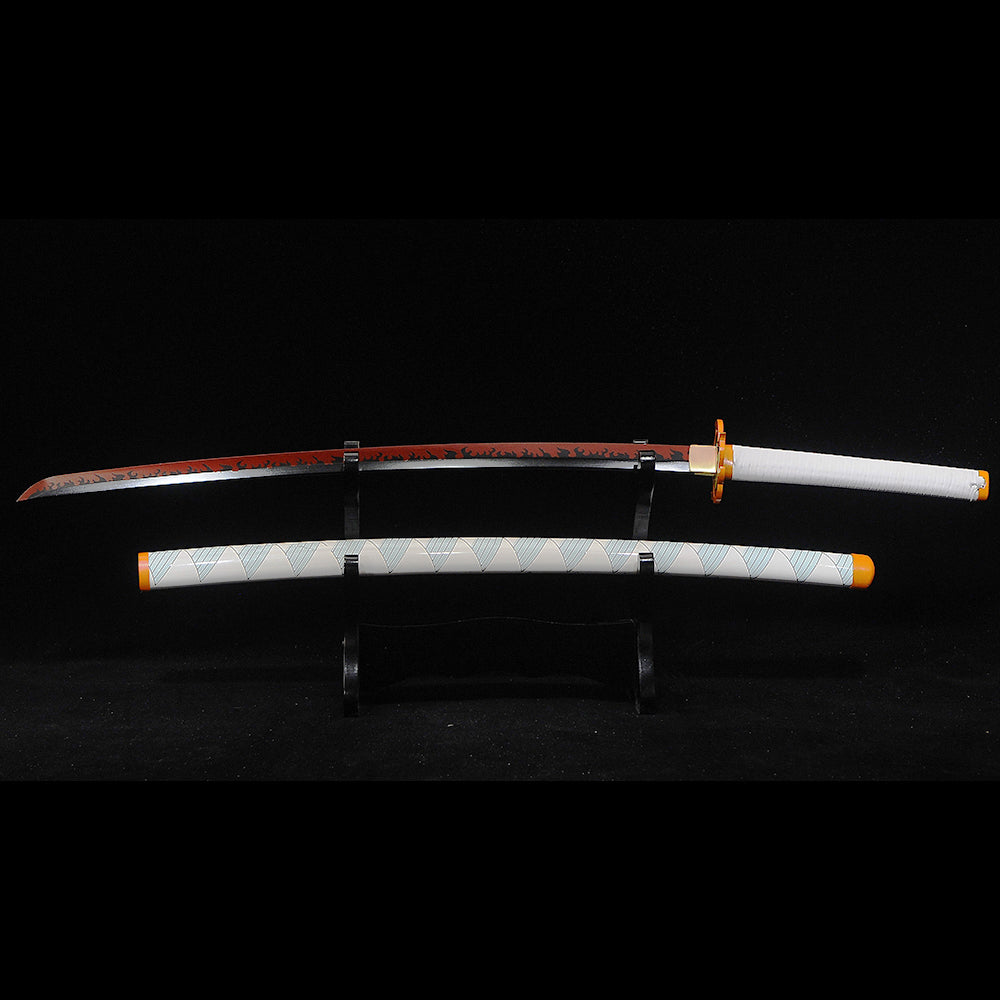 Hand Forged Anime Sword Demon Slayer Rengoku Kyojuro Nichirin Katana S ...