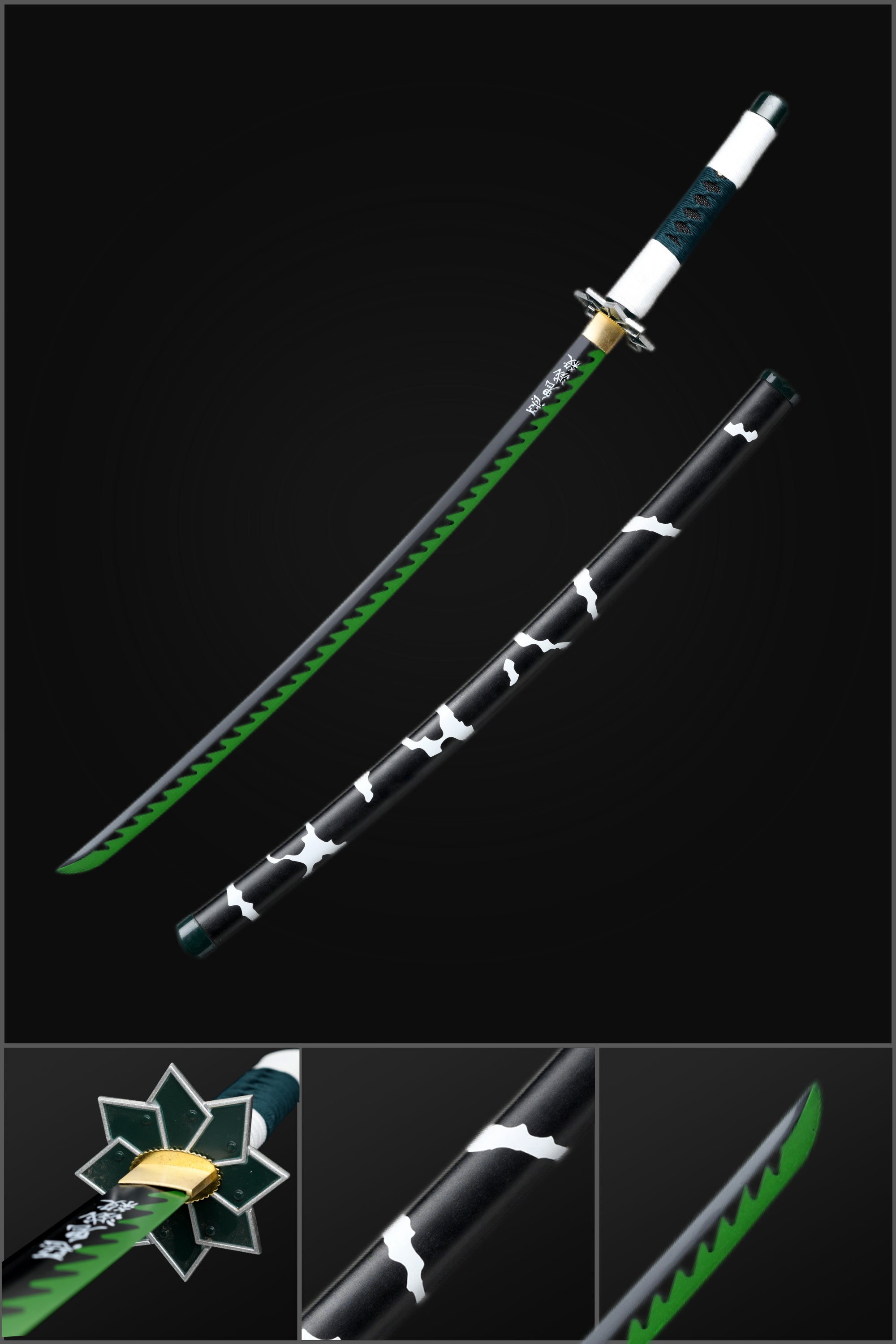 1095 High Carbon Steel Black Demon Slayer Sanemi Shinazugawa Nichirin ...