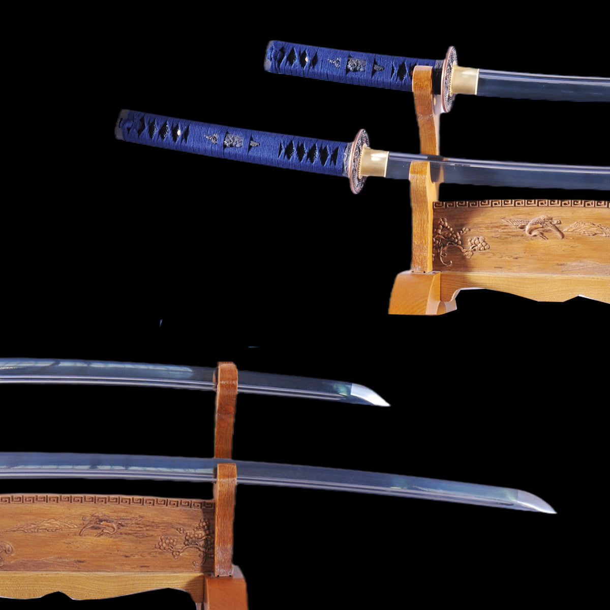 Handgeschmiedetes japanisches Daisho Katana Schwert + Wakizashi Schwert ...