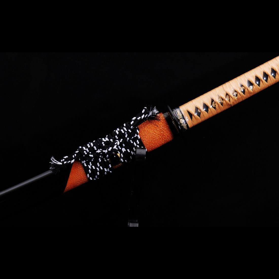 Hand Forged Japanese Naginata Sword 1095 Carbon Steel Rayskin Saya ...