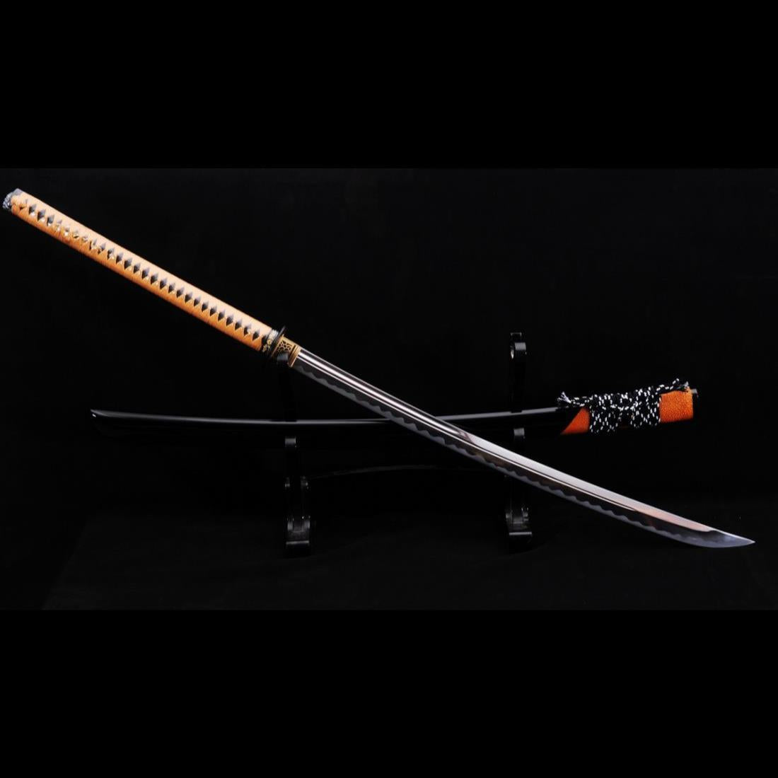 Hand Forged Japanese Naginata Sword 1095 Carbon Steel Rayskin Saya ...