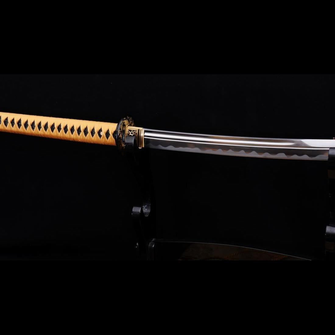 Hand Forged Japanese Naginata Sword 1095 Carbon Steel Rayskin Saya ...