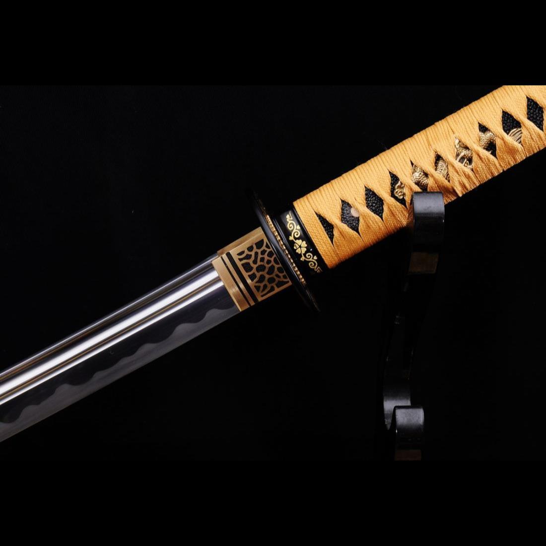 Hand Forged Japanese Naginata Sword 1095 Carbon Steel Rayskin Saya ...