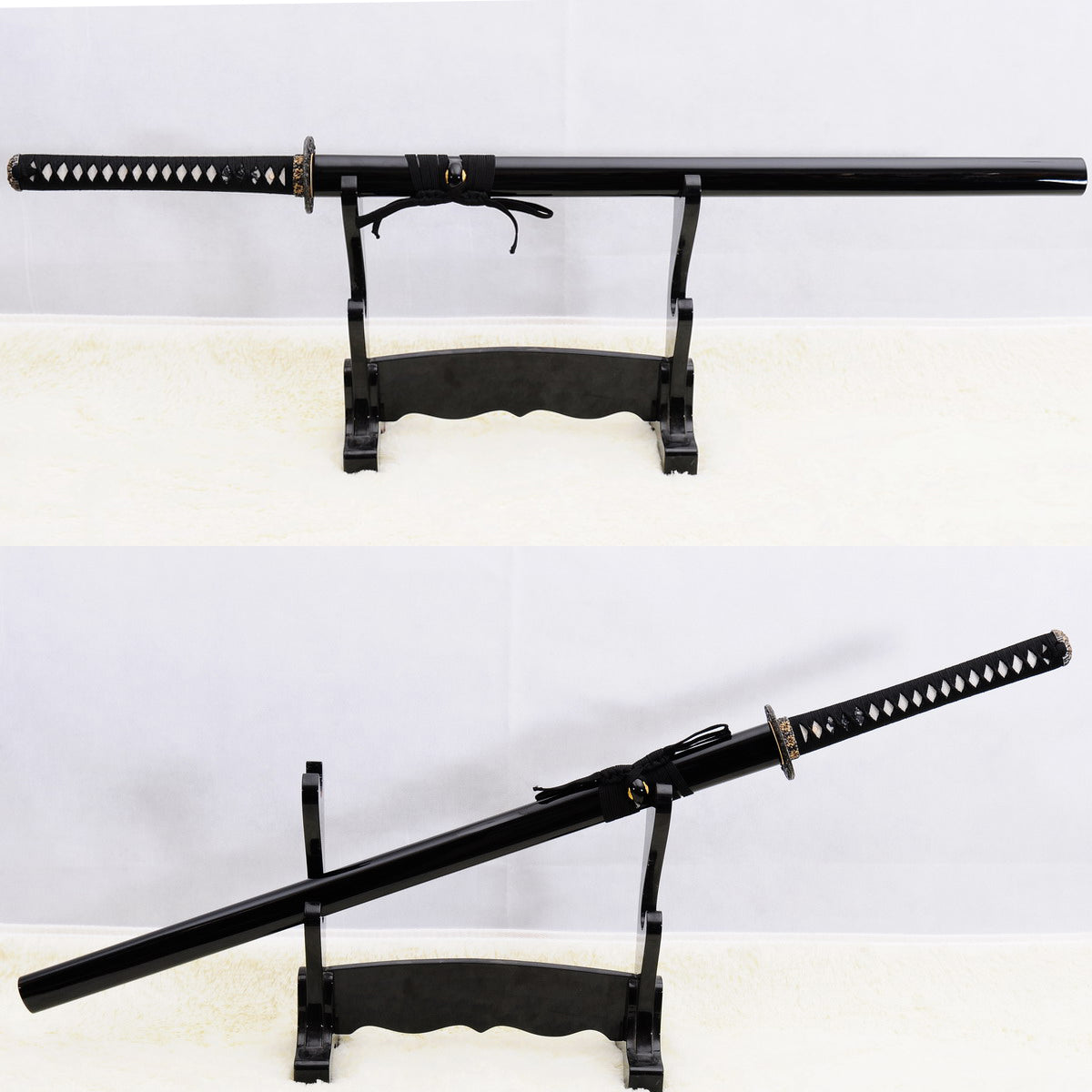 Hand Forged Japanese Ninja Chokuto Straight Blade Folded Steel Black ...