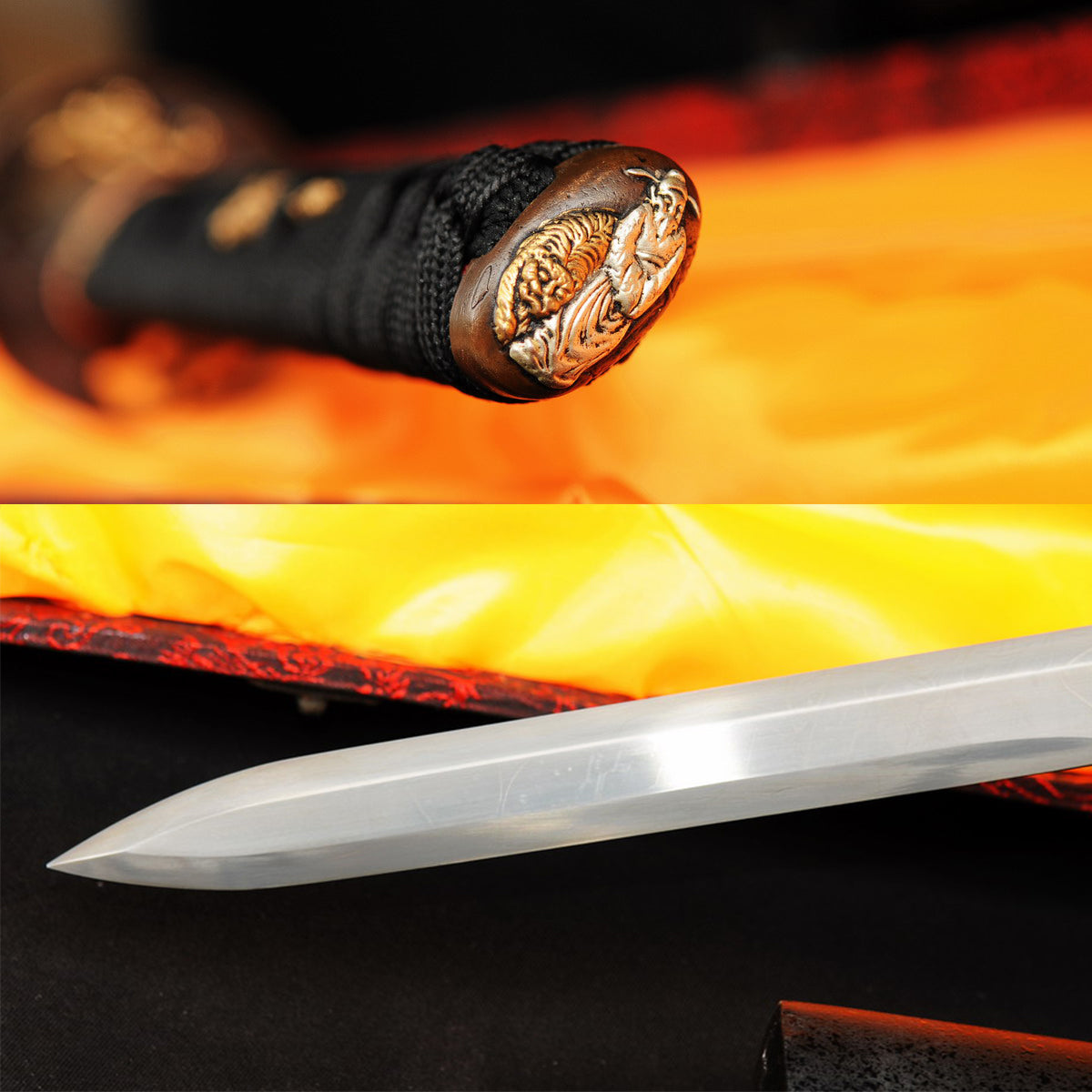 Hand Forged Japanese Ninja Chokuto Straight Blade Ninjato Honsanmai ...