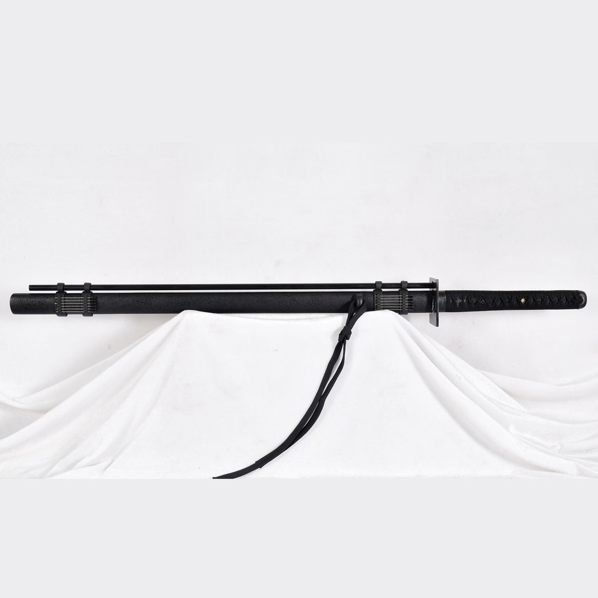 Hand Forged Japanese Ninja Sword Folded Steel Black Blade Iron Square ...