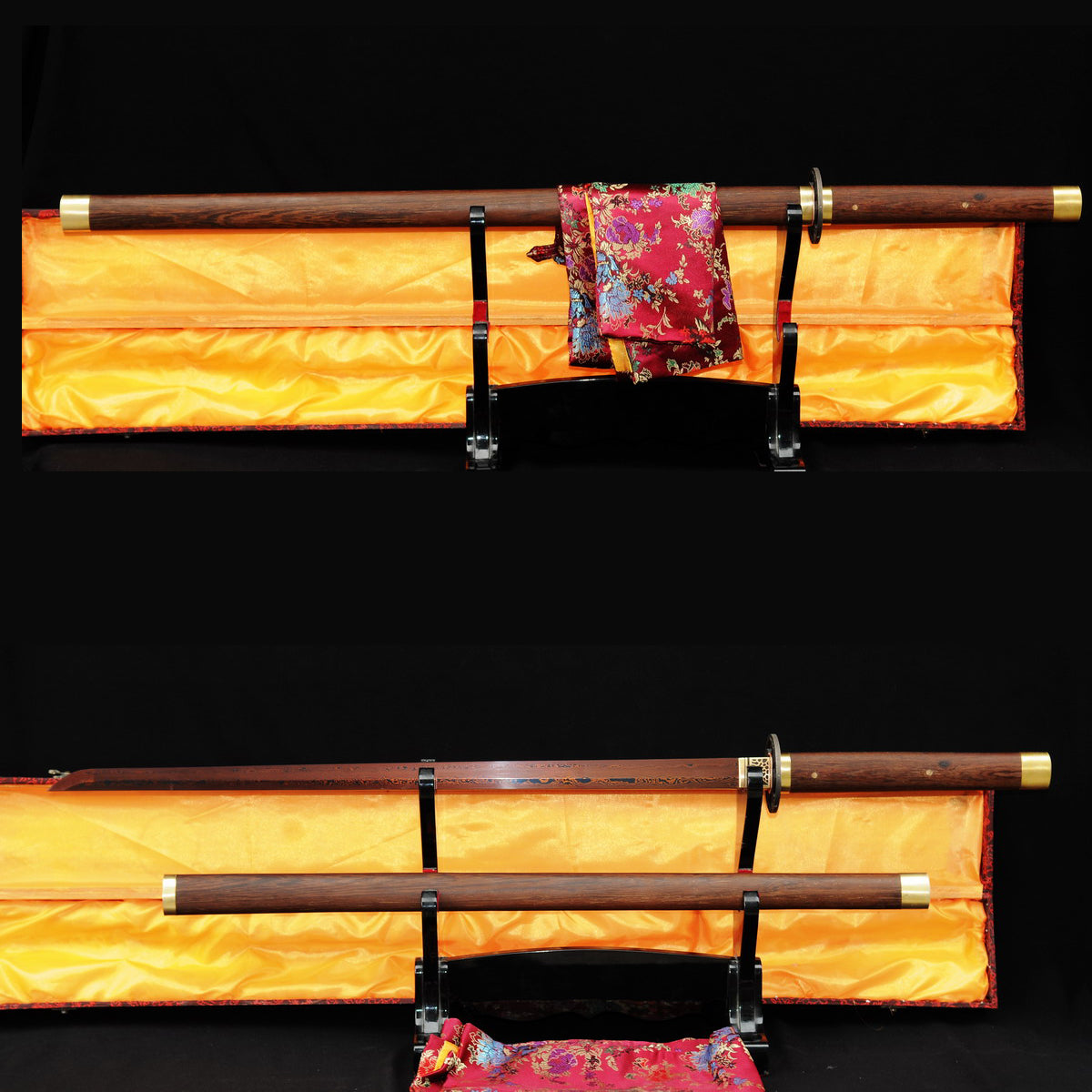 Hand Forged Japanese Ninja Sword Folded Steel Reddish Black Blade ...