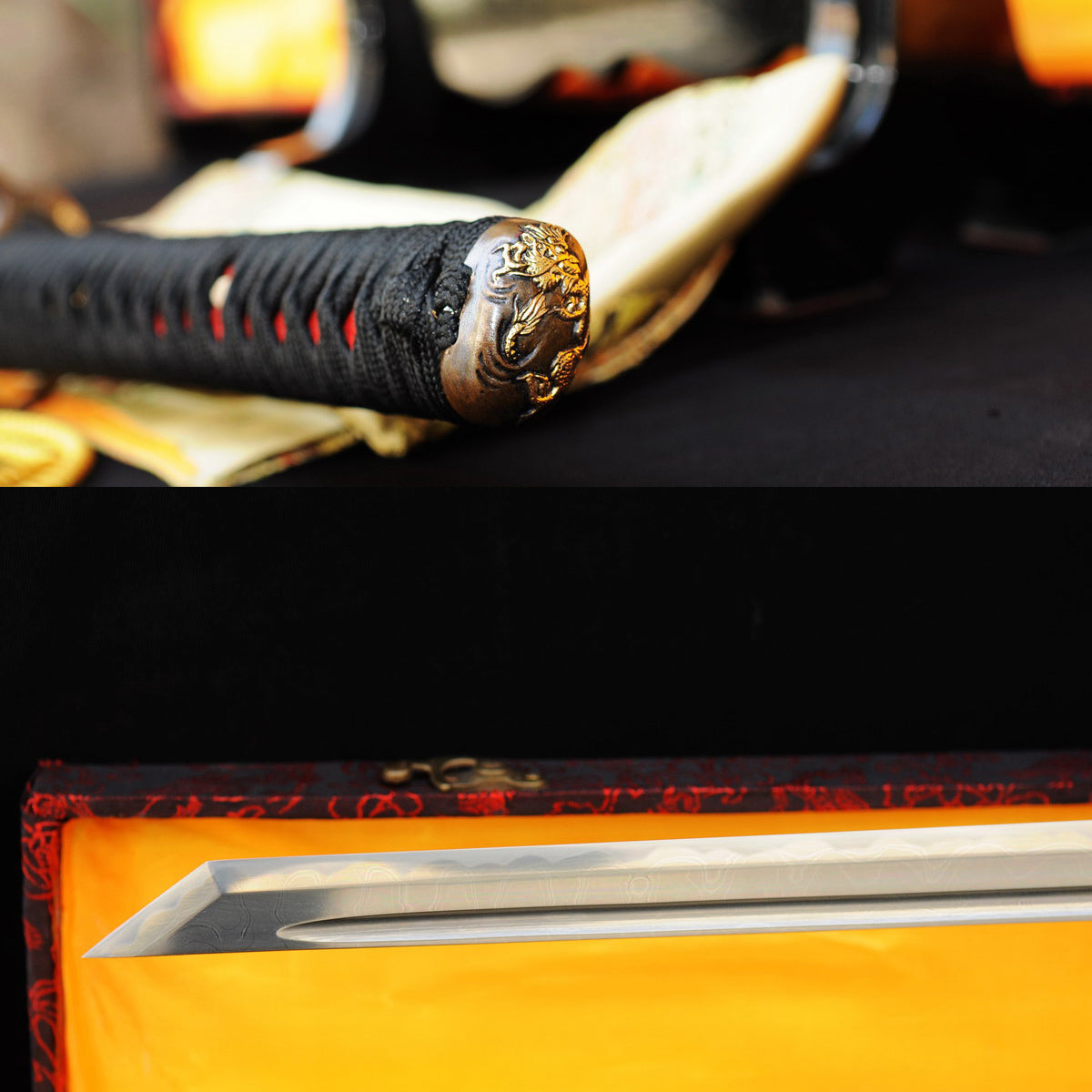 Hand Forged Japanese Ninja Sword Honsanmai Straight Blade Ninjato Kiri ...