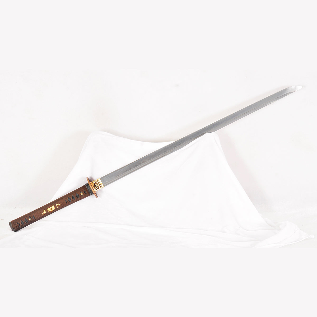 Hand Forged Japanese Ninja Sword Straight Blade Chokuto Folded Steel ...