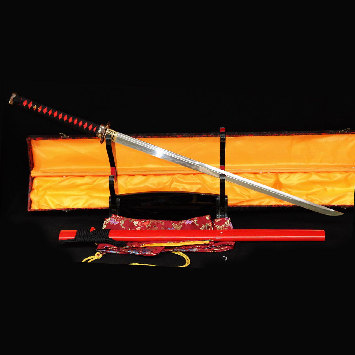 Hand Forged Japanese Ninja Sword Straight Blade Ninjato Clay Tempered ...