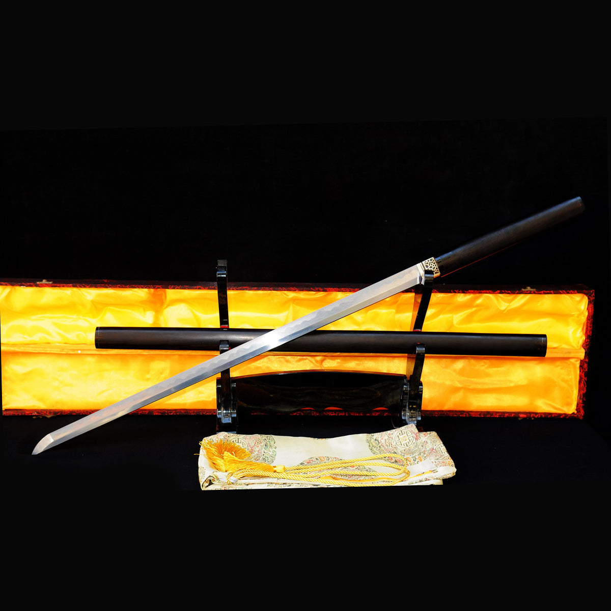 Hand Forged Japanese Ninjato Katana Sword Straight Blade Shirasaya ...