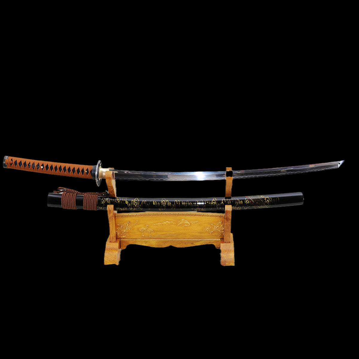 Hand Forged Japanese Samurai Katana Sword Clay Tempered 1095 Carbon ...