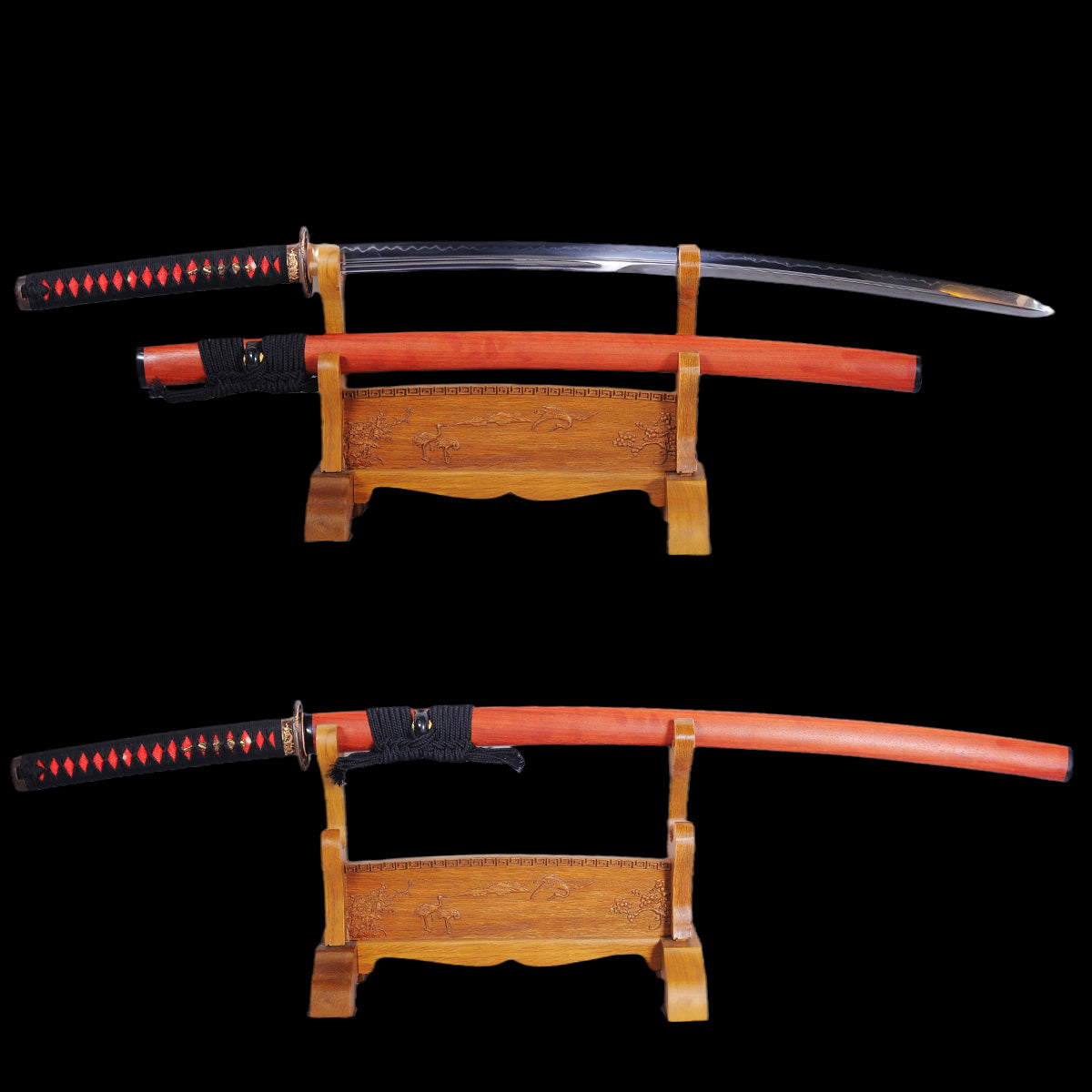 Hand Forged Japanese Samurai Katana Sword Double Edged 1095 High Carbon ...