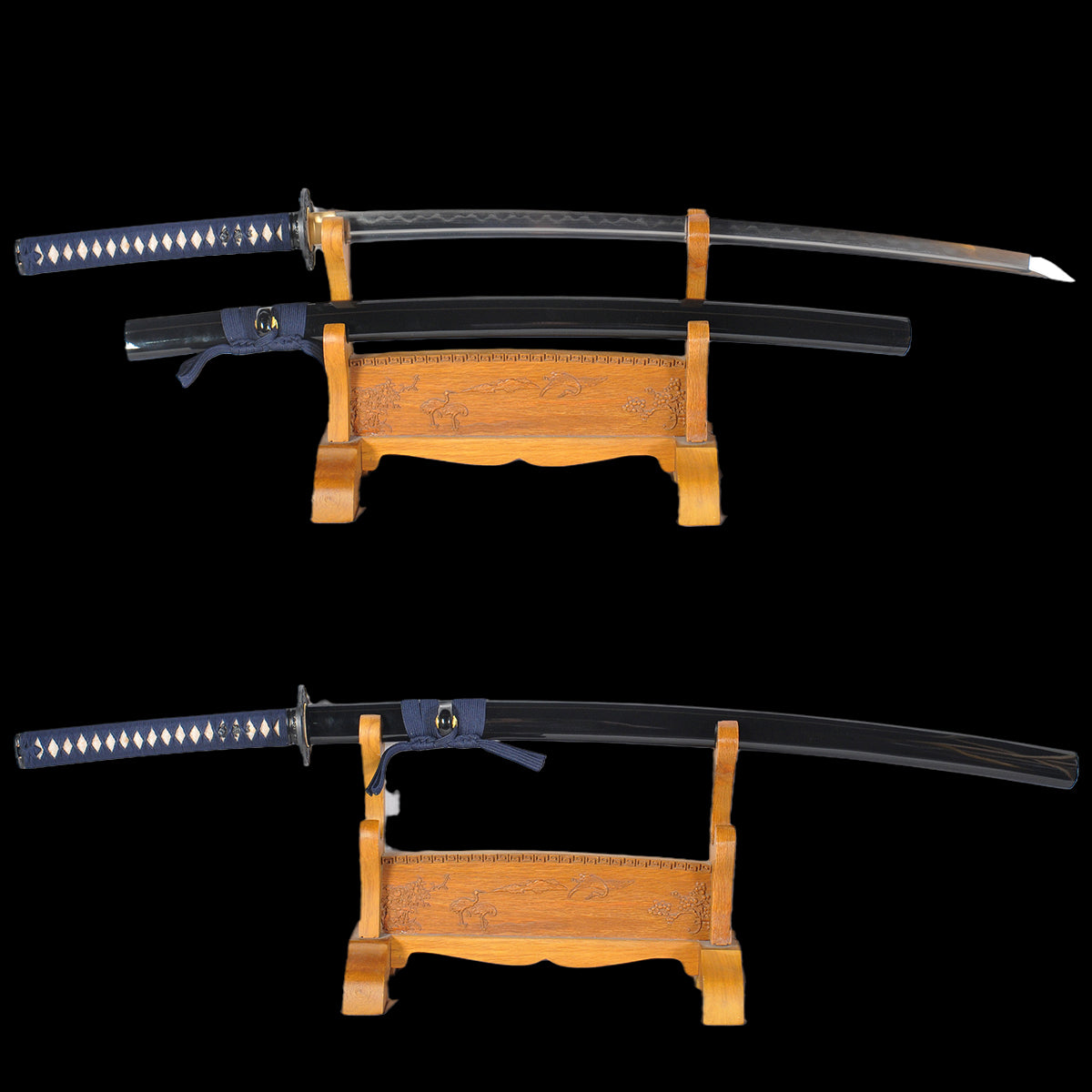 Hand Forged Japanese Samurai Katana Sword Folded Steel Clay Tempered F ...