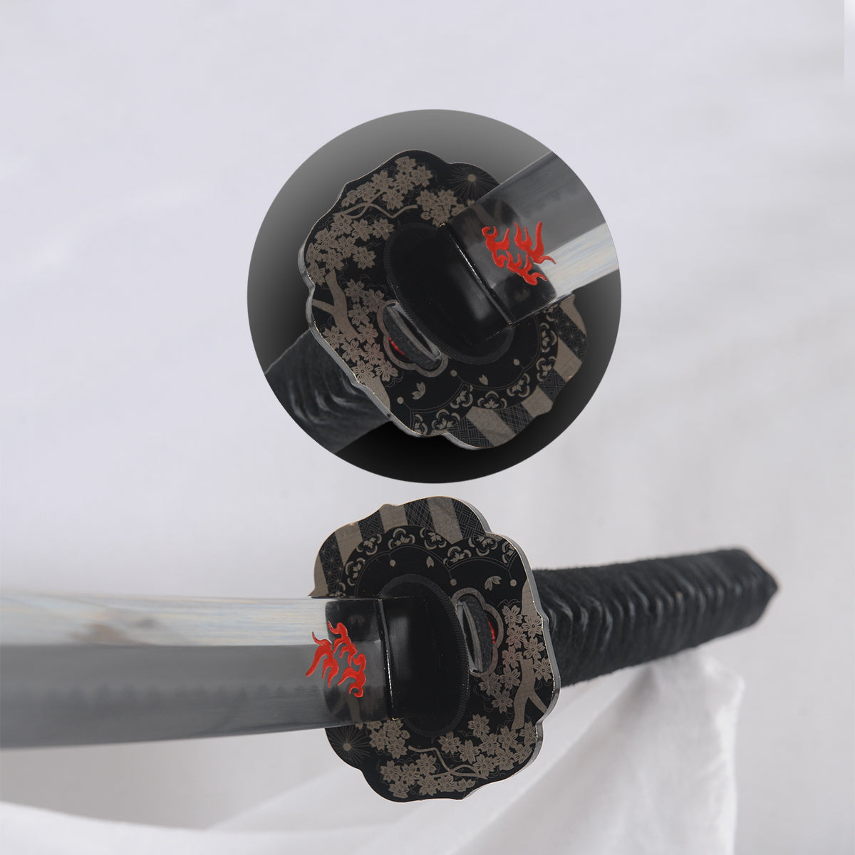 Hand Forged Japanese Samurai Katana Sword Hinoken Fire Theme Clay ...