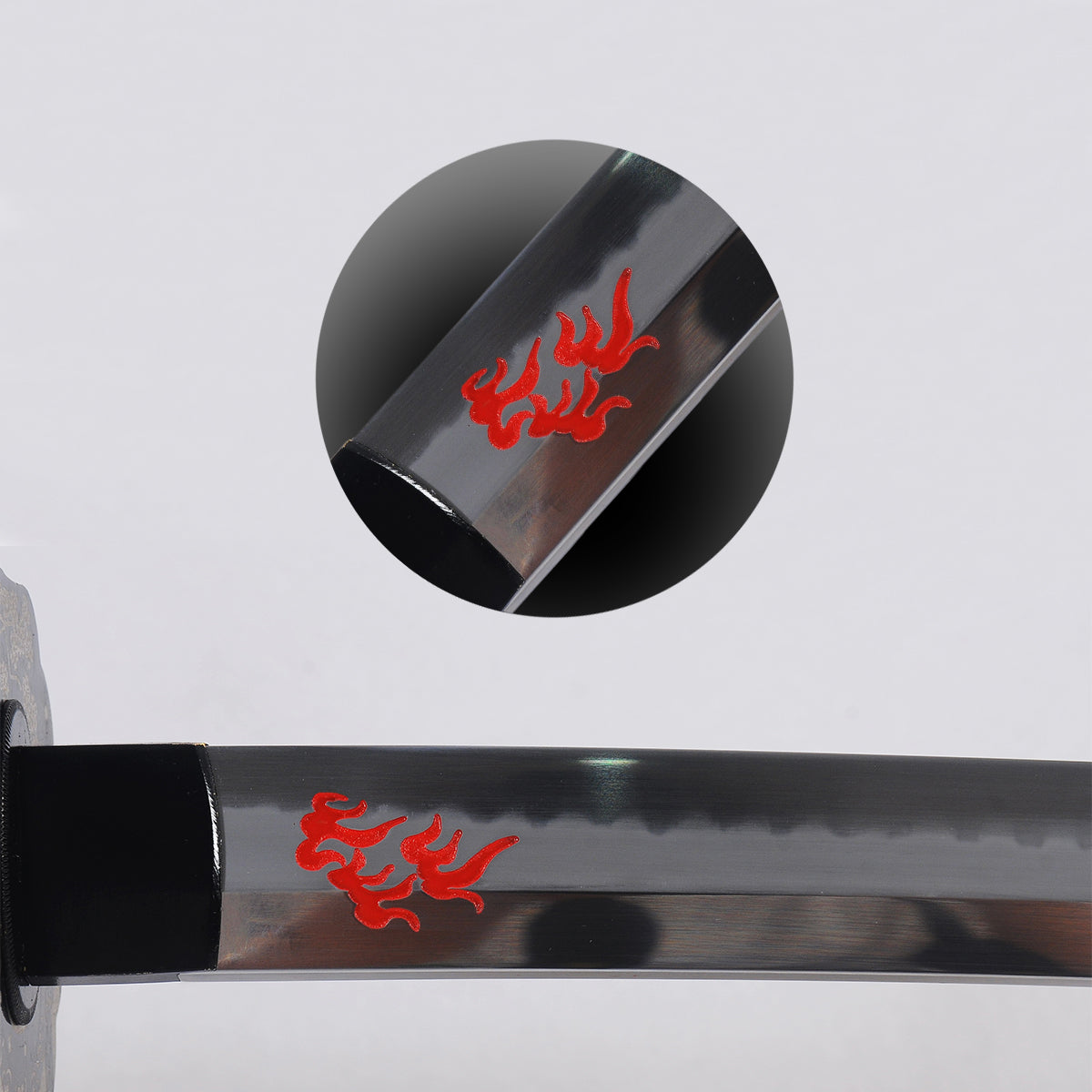 Hand Forged Japanese Samurai Katana Sword Hinoken Fire Theme Clay ...