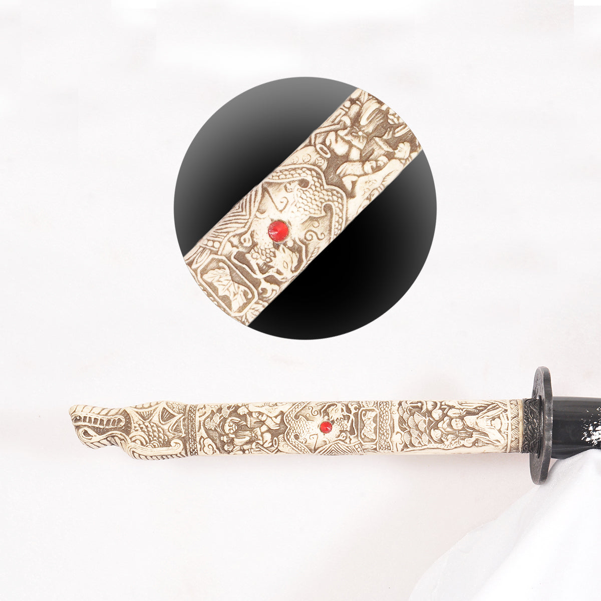 Hand Forged Japanese Samurai Katana Sword Honsanmai Clay Tempered Bone ...