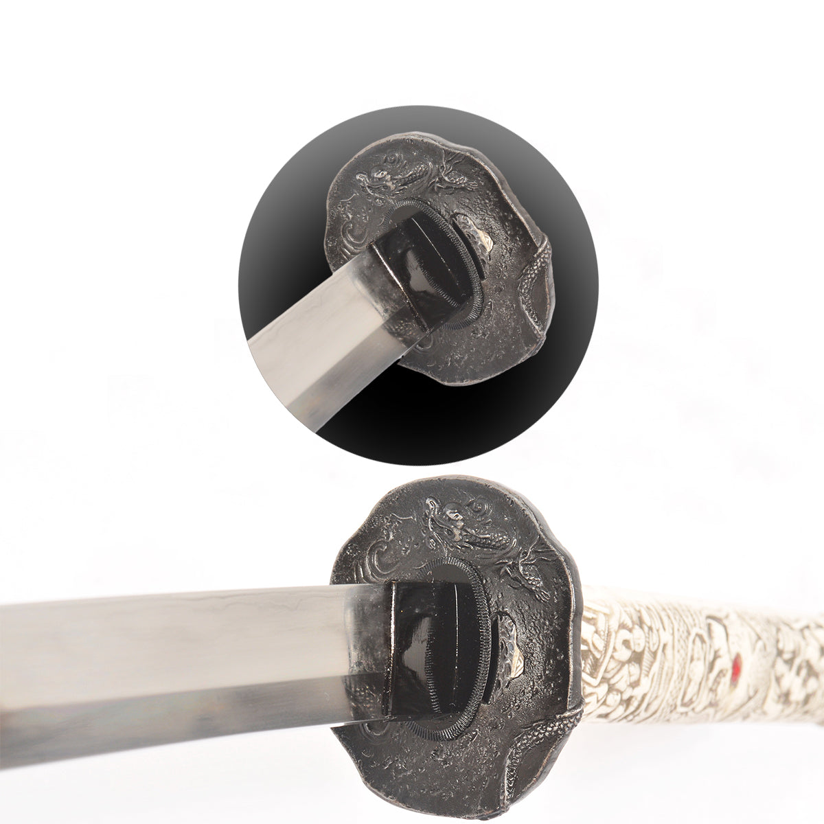 Hand Forged Japanese Samurai Katana Sword Honsanmai Clay Tempered Bone ...