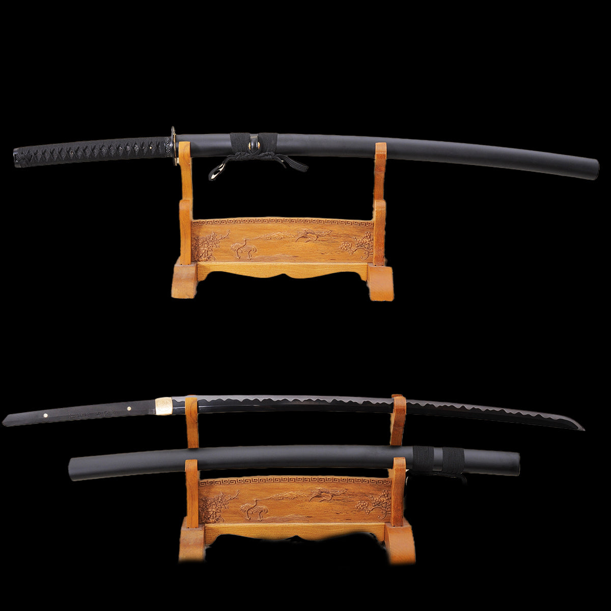 Hand Forged Japanese Samurai Katana Sword 1095 Carbon Steel Black Blad ...