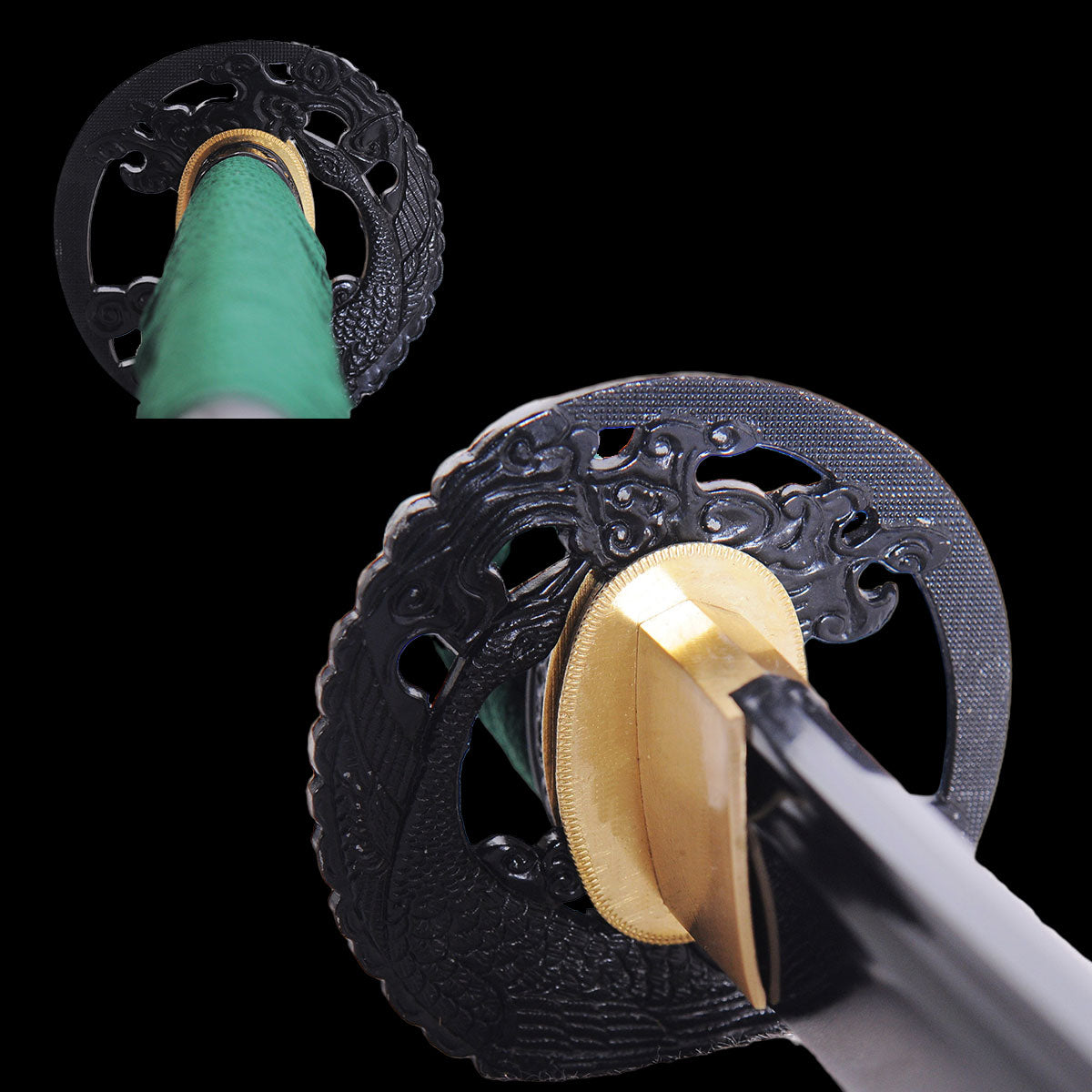 Hand Forged Japanese Tanto Short Sword Folded Steel Black Blade Full ...