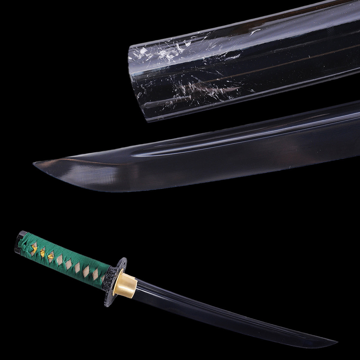 Hand Forged Japanese Tanto Short Sword Folded Steel Black Blade Full ...