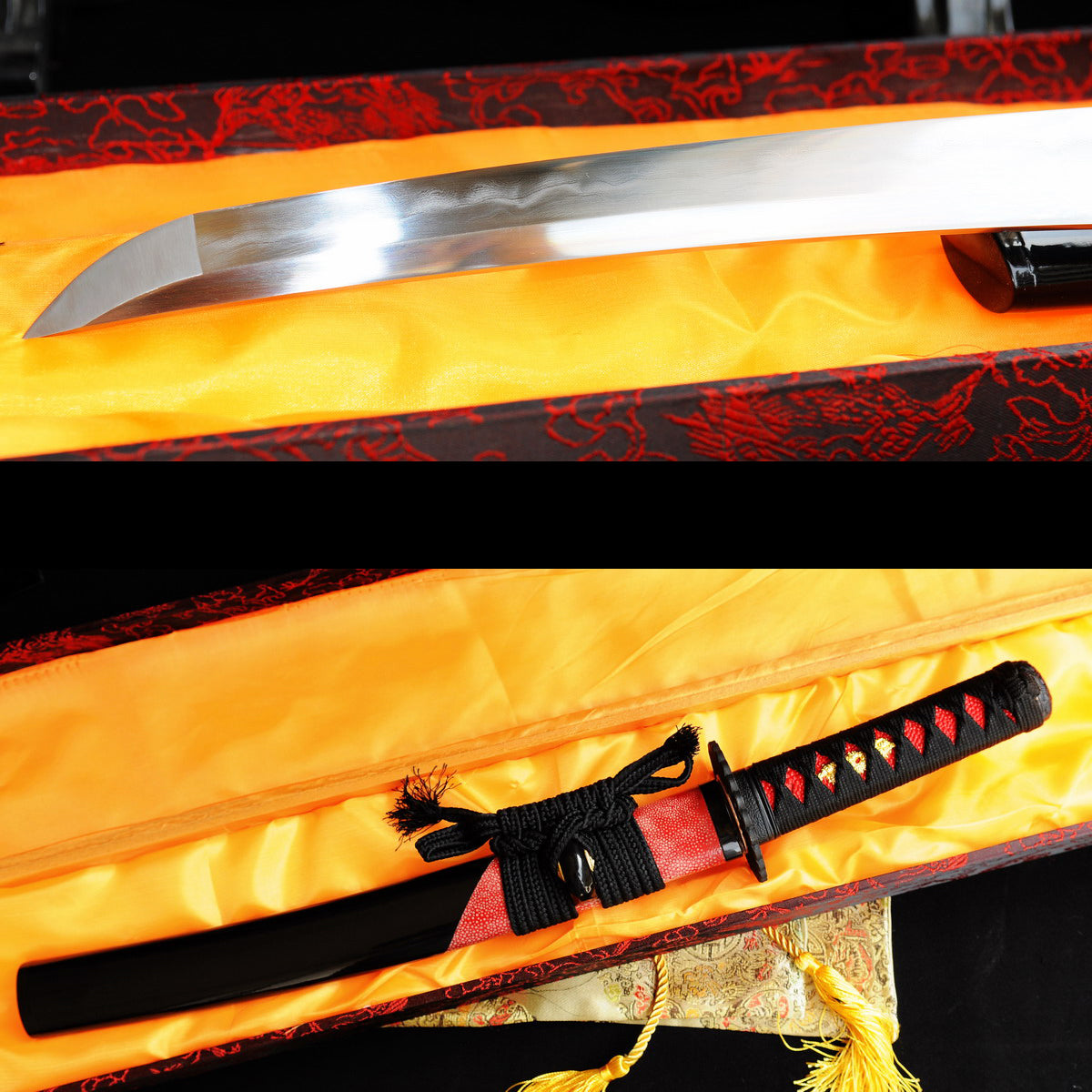 Hand Forged Japanese Tanto Short Sword Sanmai Clay Tempered Half ...