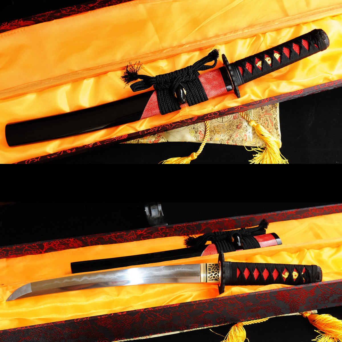 Hand Forged Japanese Tanto Short Sword Sanmai Clay Tempered Half ...