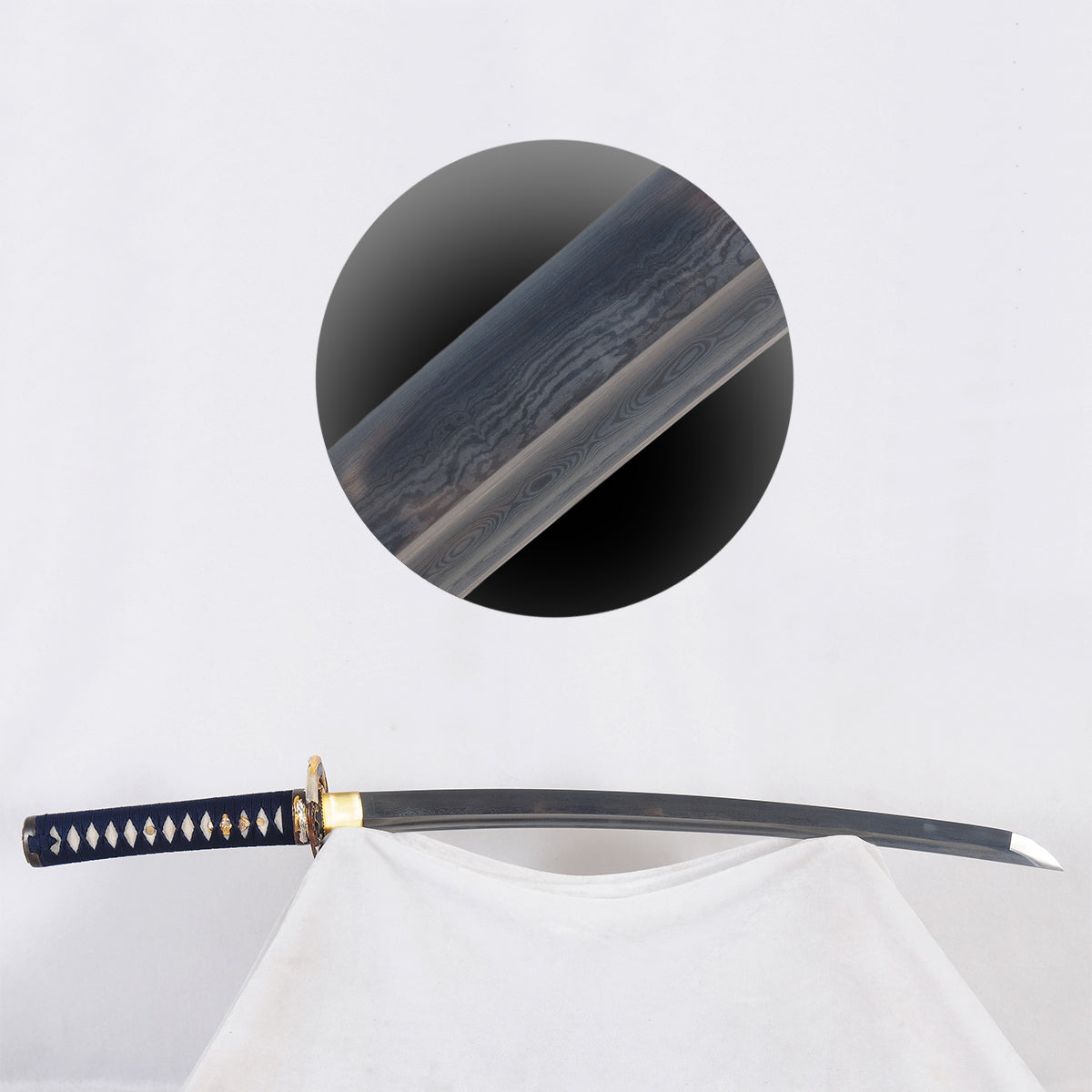 Hand Forged Japanese Wakizashi Sword Damascus Folded Steel Blade Coppe ...