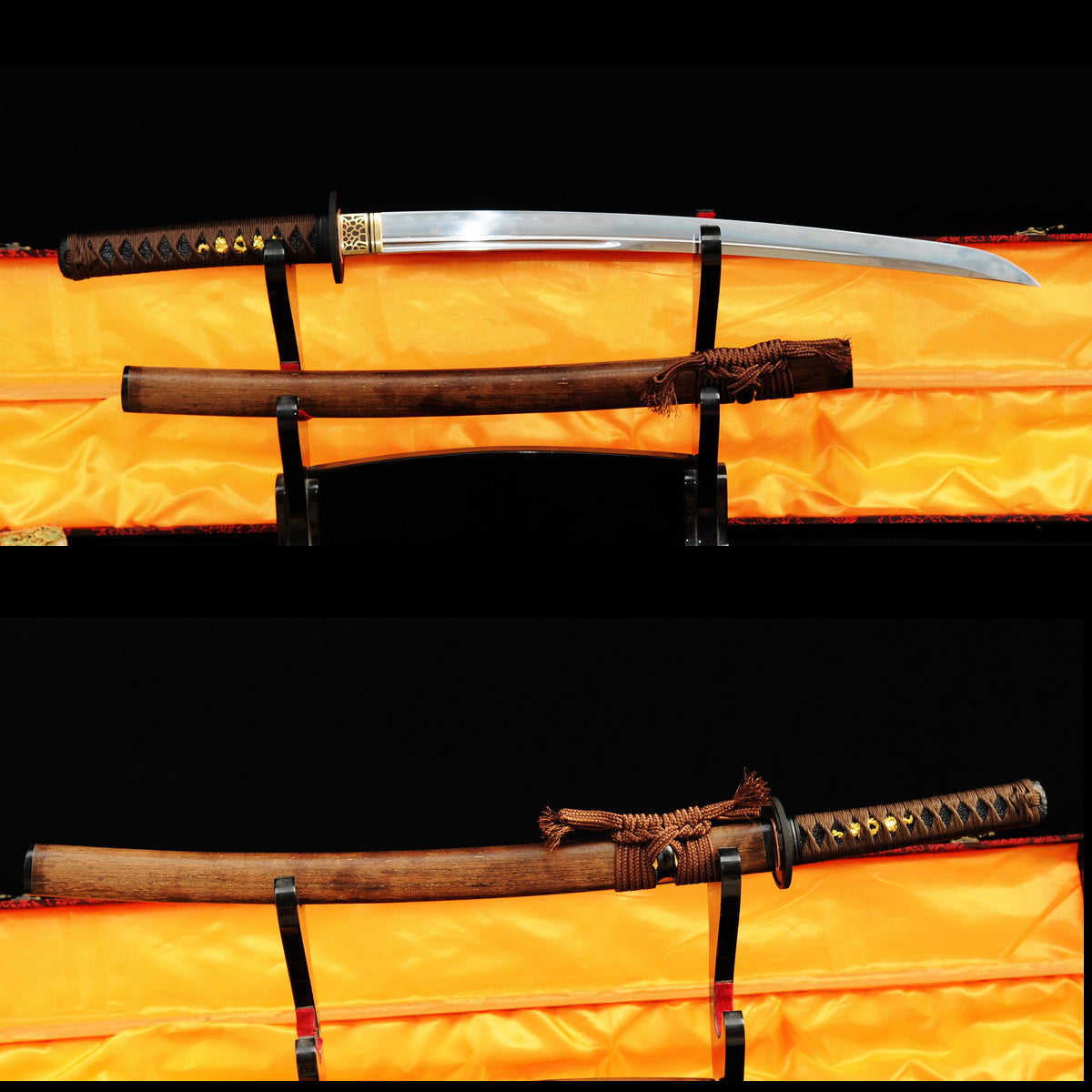 Hand Forged Japanese Wakizashi Sword Honsanmai 1095 Carbon Steel+Folde ...