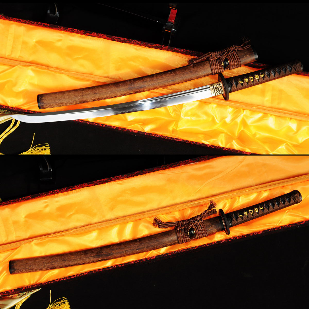 Hand Forged Japanese Wakizashi Sword Honsanmai 1095 Carbon Steel+Folde ...