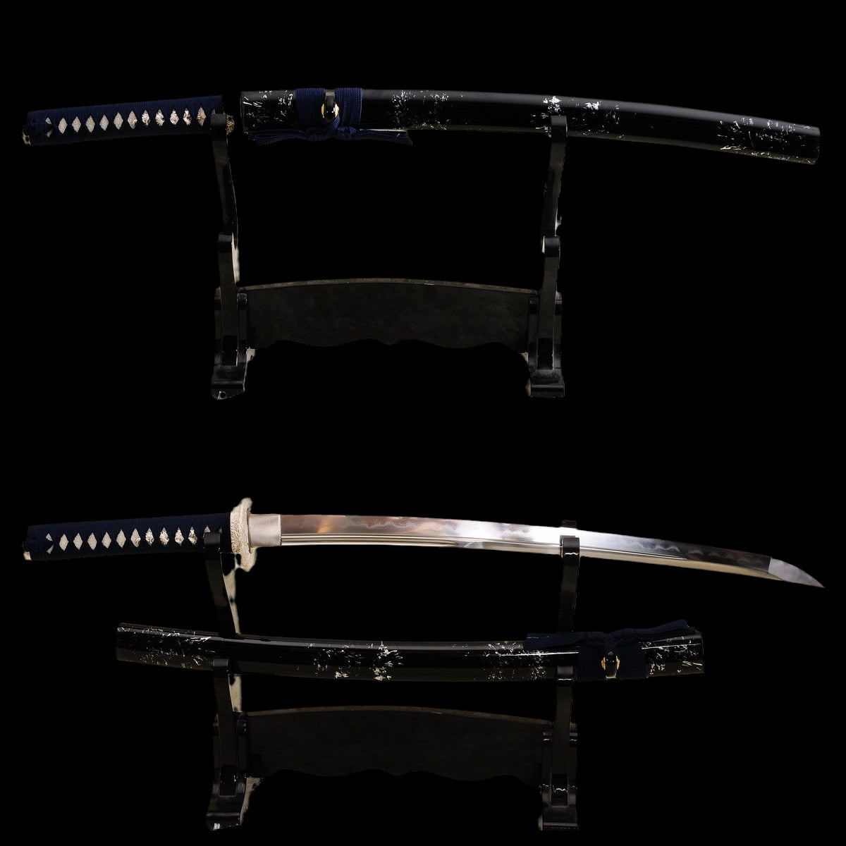 Hand Forged Japanese Wakizashi Sword Honsanmai Clay Tempered Blade Sil ...