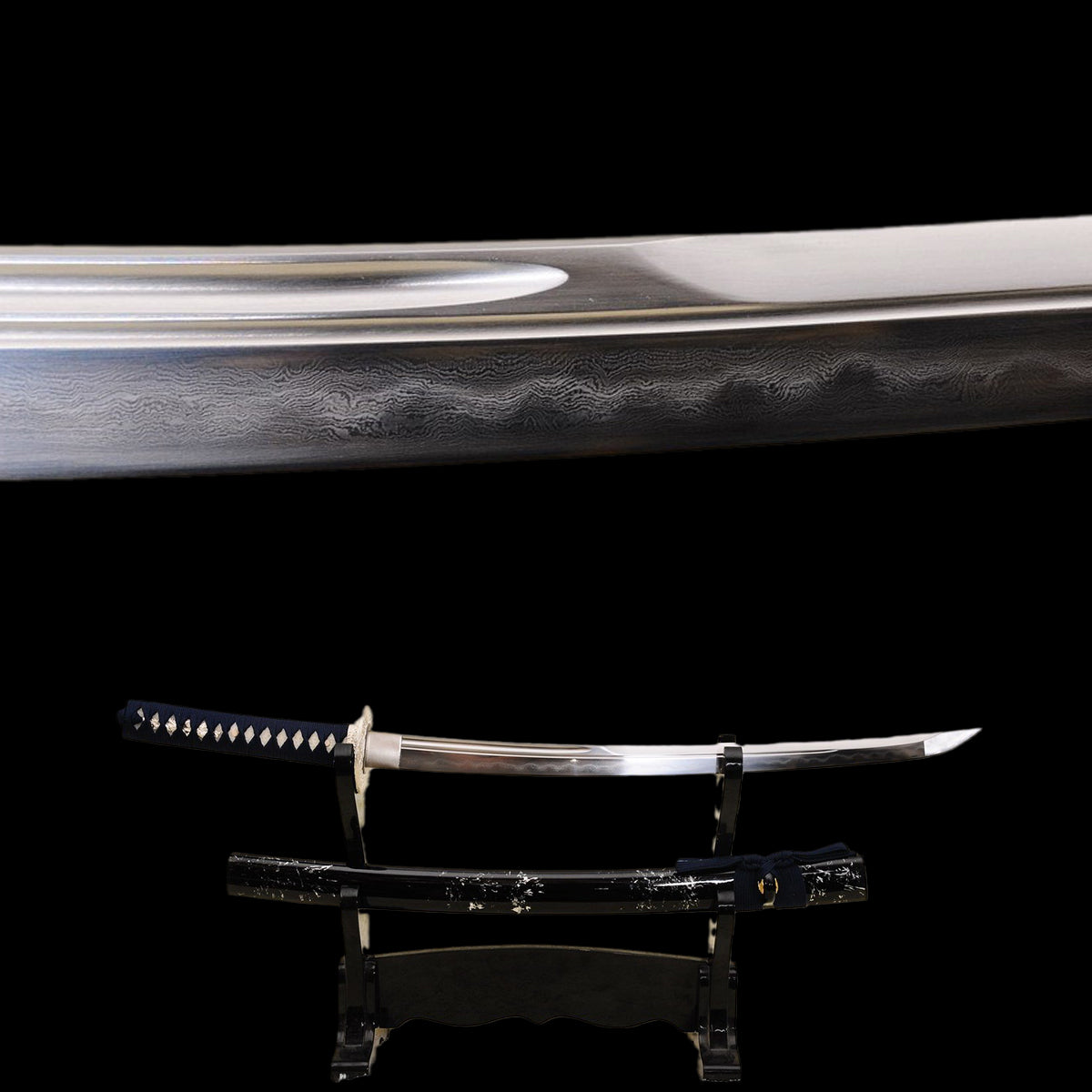 Hand Forged Japanese Wakizashi Sword Honsanmai Clay Tempered Blade ...