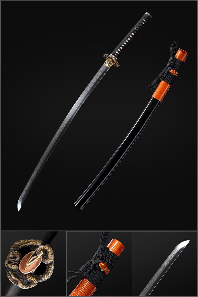 T10 Steel Blade Katana Sword Gunome Hamon Yamata no Orochi Tsuba ...