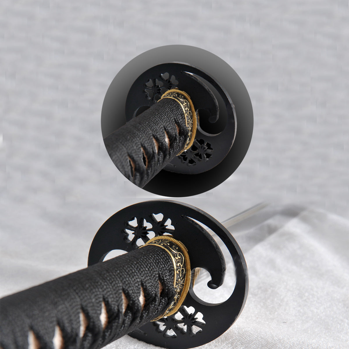 Hand Forged Kobuse Samurai Katana Sword Iron Tsuba Full Tang Half-Rays ...