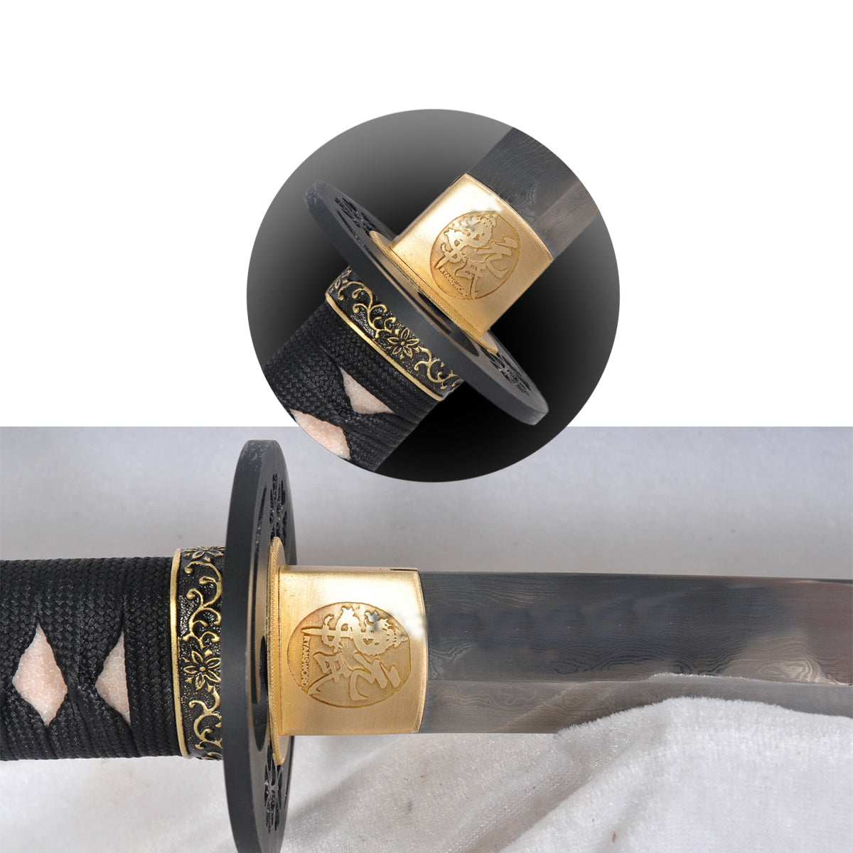 Hand Forged Kobuse Samurai Katana Sword Iron Tsuba Full Tang Half-Rays ...