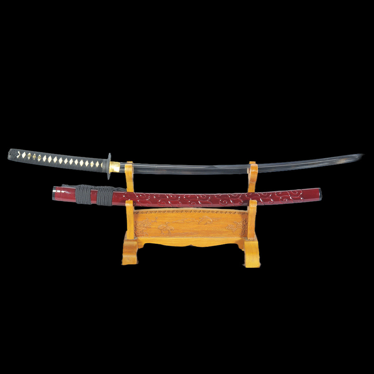 Hand Forged Little Crow Katana Double Edge Sword 1095 Steel Clay Tempe ...