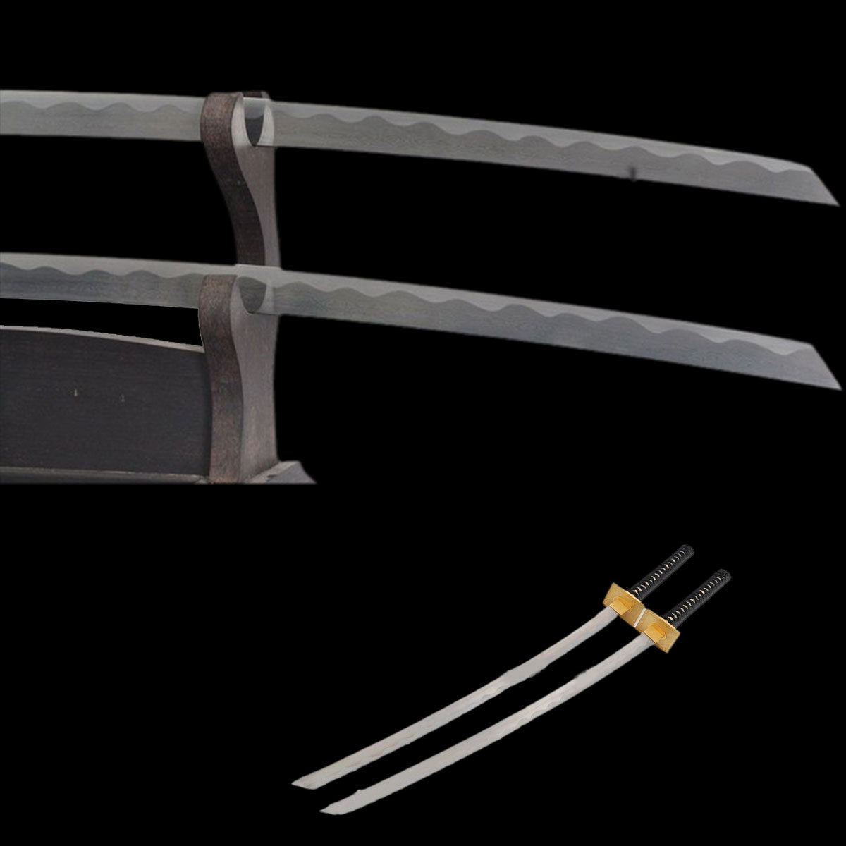 Hand Forged Marvel Deadpool Double Swords Replica Folded Steel Brass T ...