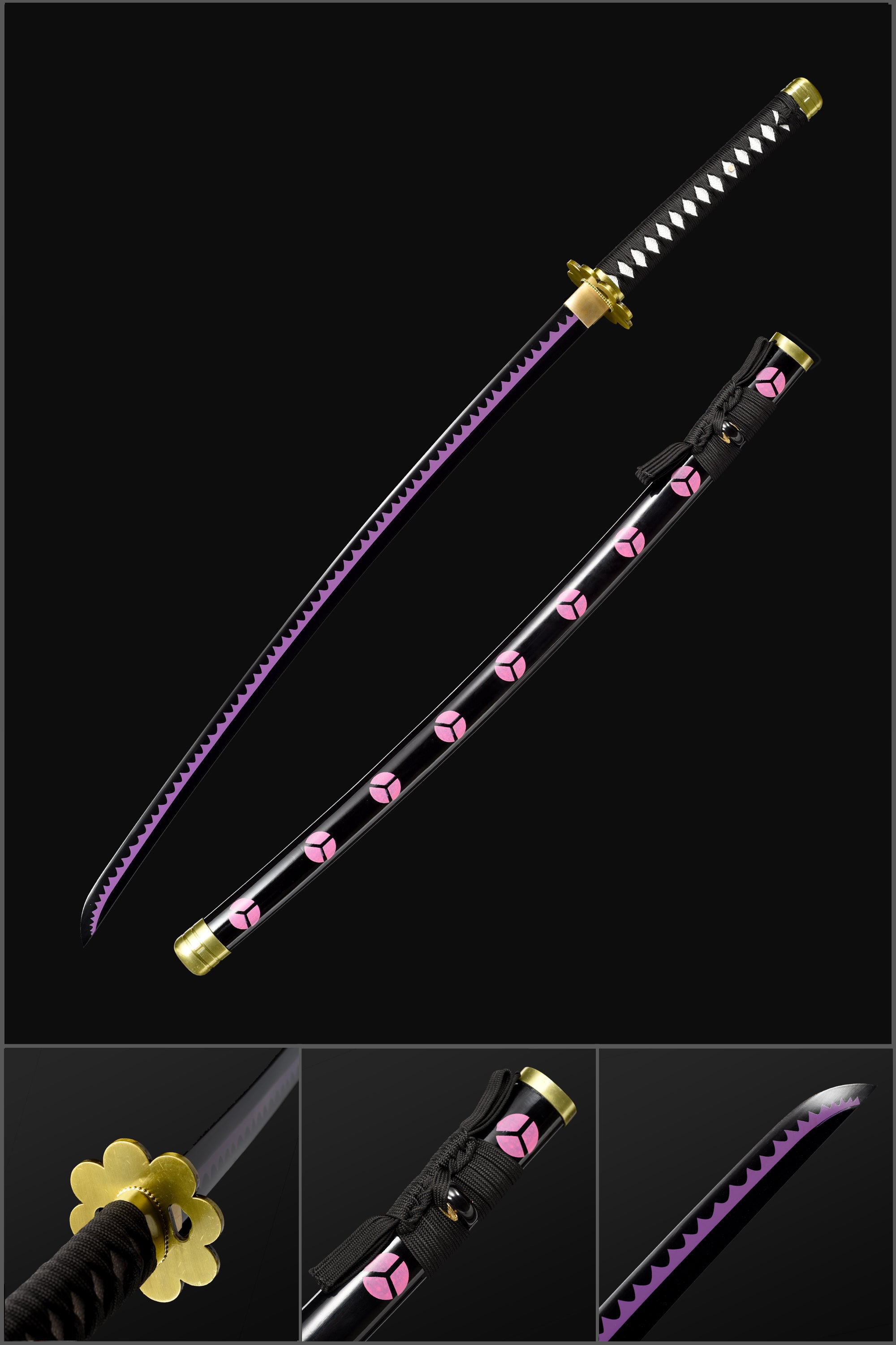 One Piece Roronoa Zoro Shusui Sword with 1060 Carbon Steel Black Full ...