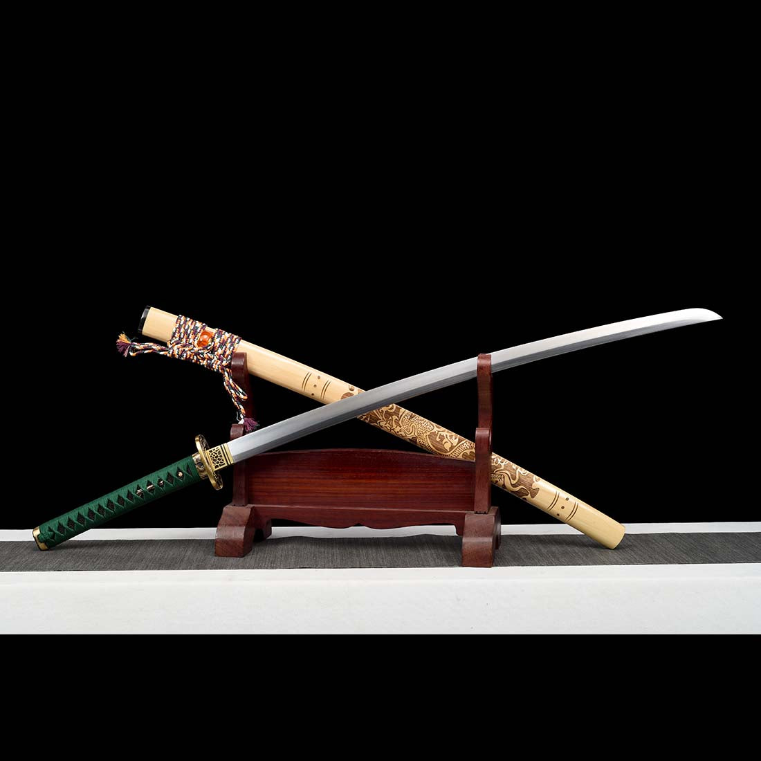 1060 Carbon Steel Full Tang Blade Dragon Sparrow Blade Katana Sword ...