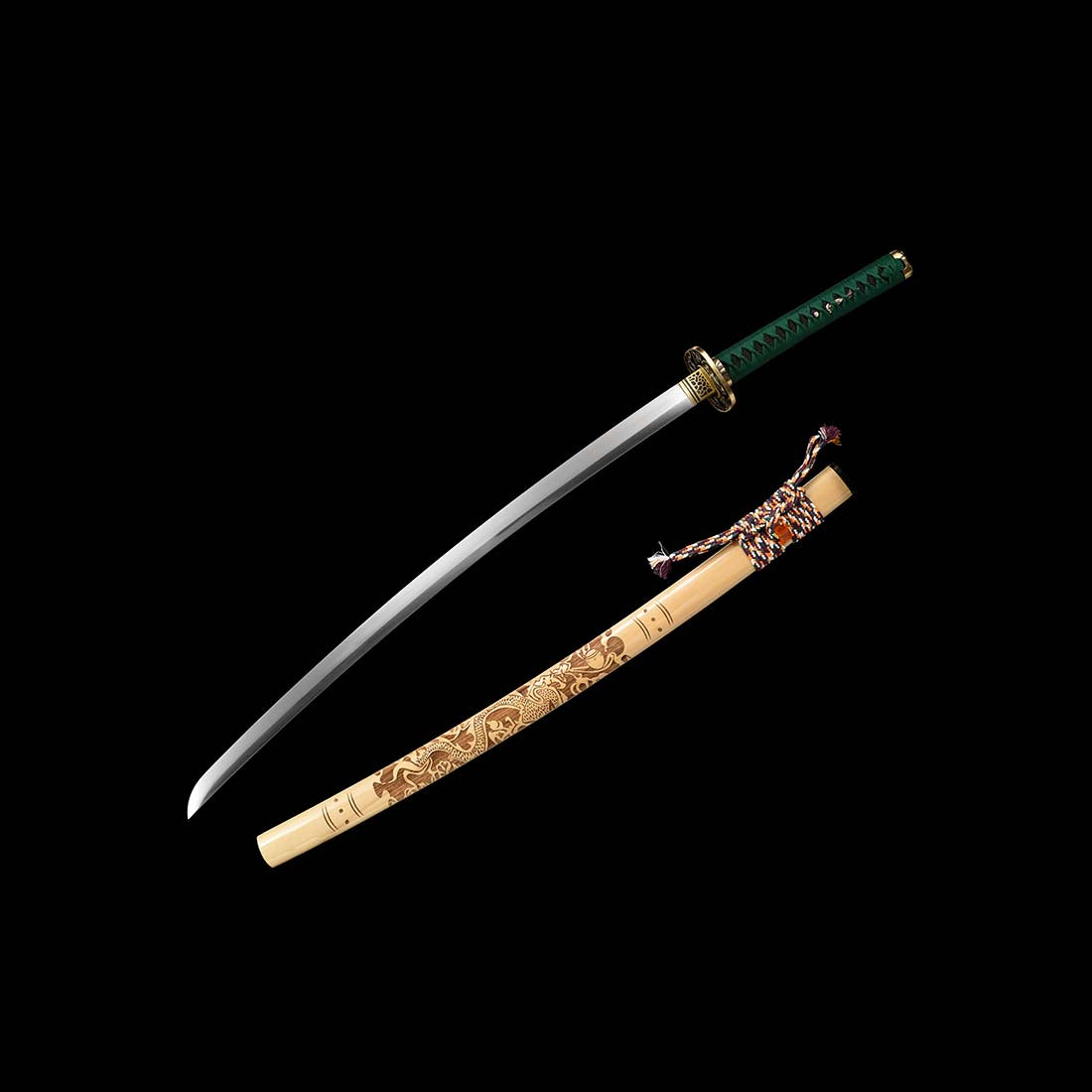 1060 Carbon Steel Full Tang Blade Dragon Sparrow Blade Katana Sword ...