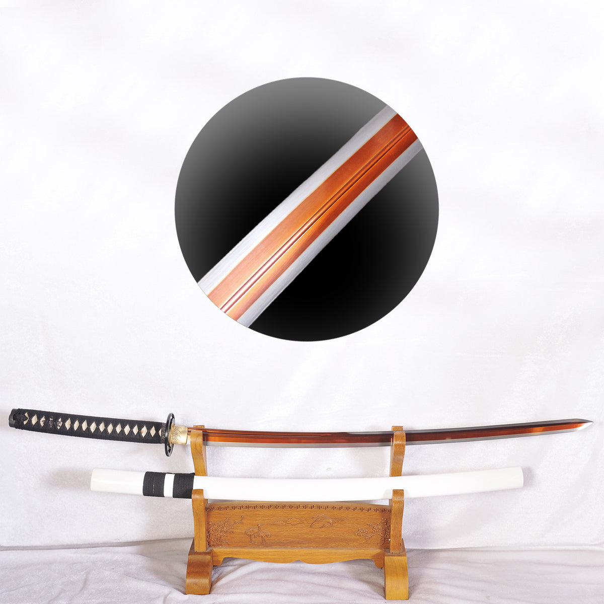 Handmade Japanese Katana Sword 1095 Steel Kogarasu-Maru Double Edge Red ...