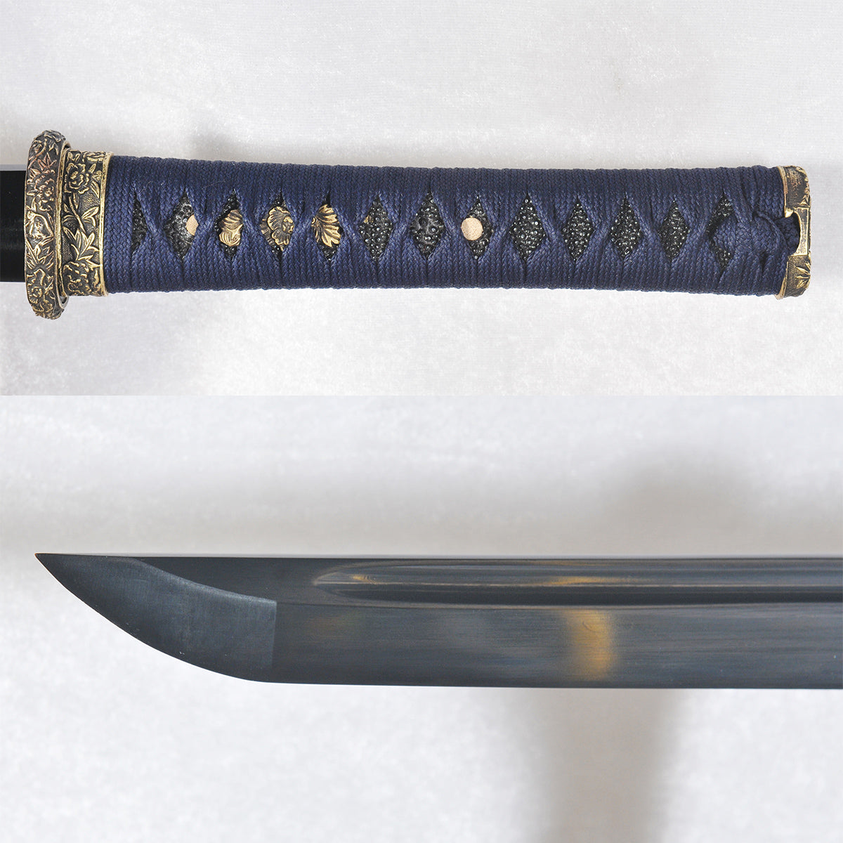 Handmade Japanese Ninja Sword Straight Blade Ninjato Folded Steel Blac ...