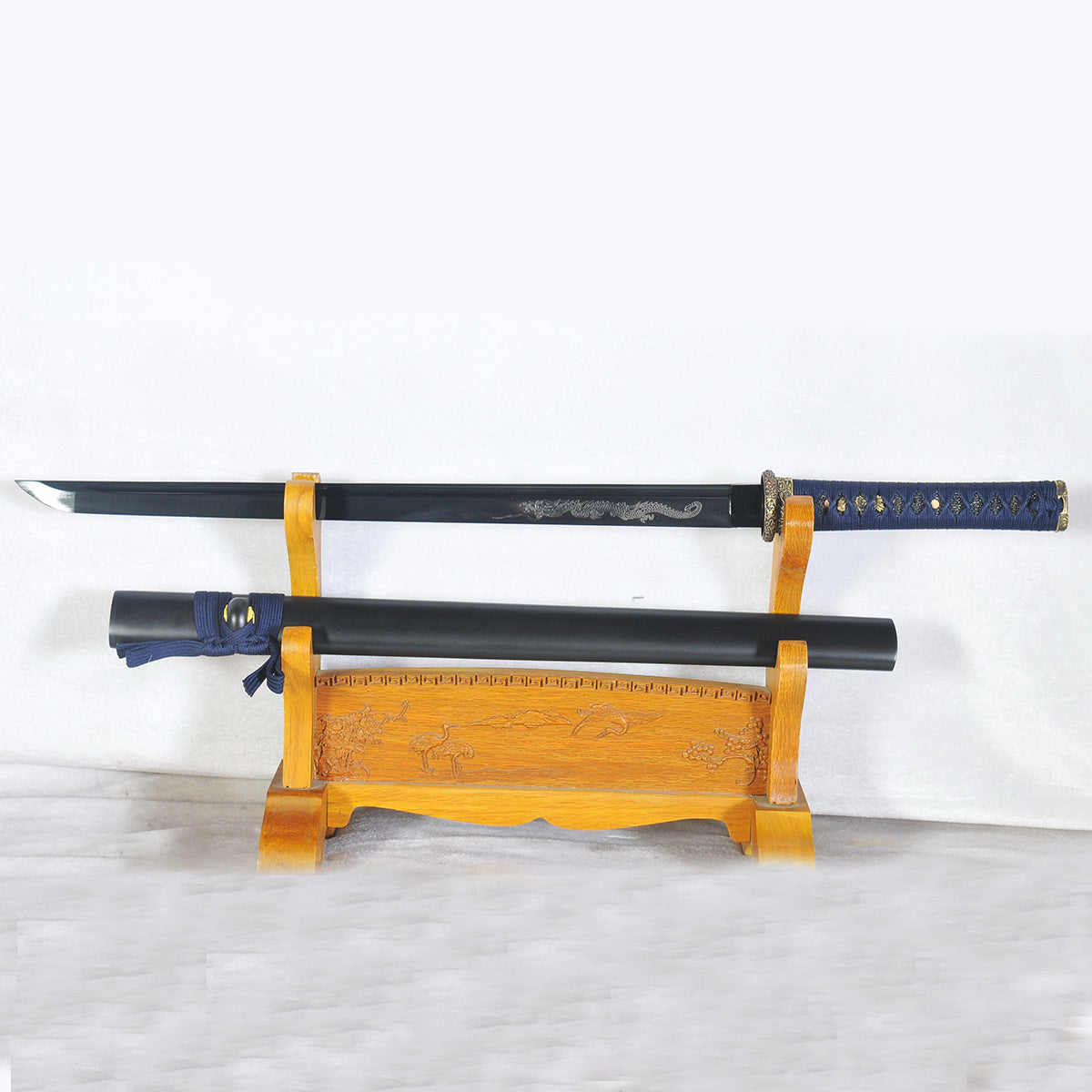 Handmade Japanese Ninja Sword Straight Blade Ninjato Folded Steel Blac ...