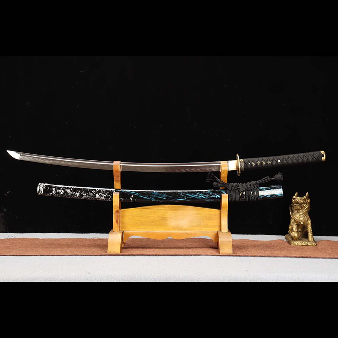 1060 Carbon Steel Full Tang Blade Flowing Cloud Japanese Katana Sword ...