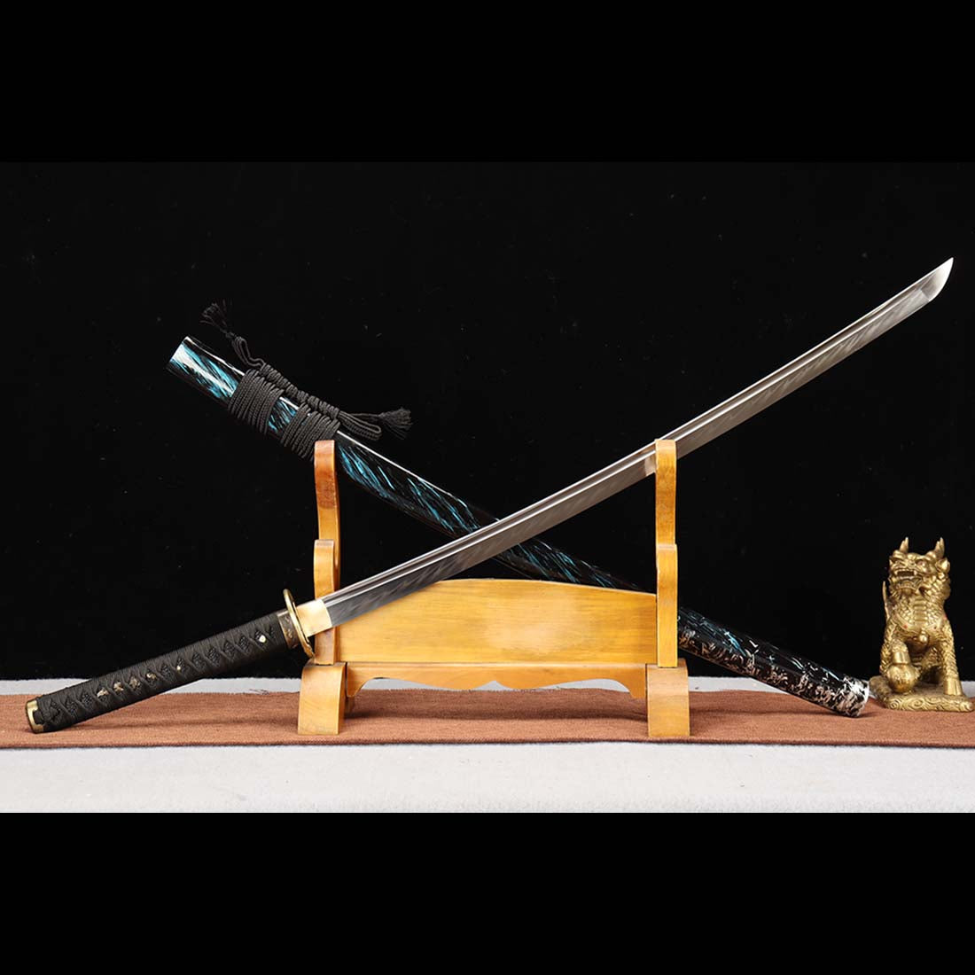 1060 Carbon Steel Full Tang Blade Flowing Cloud Japanese Katana Sword ...