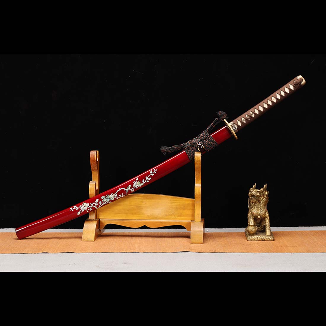 T10 Steel Japanese Katana Sword, Skylark Pattern Sword with Full Tang ...