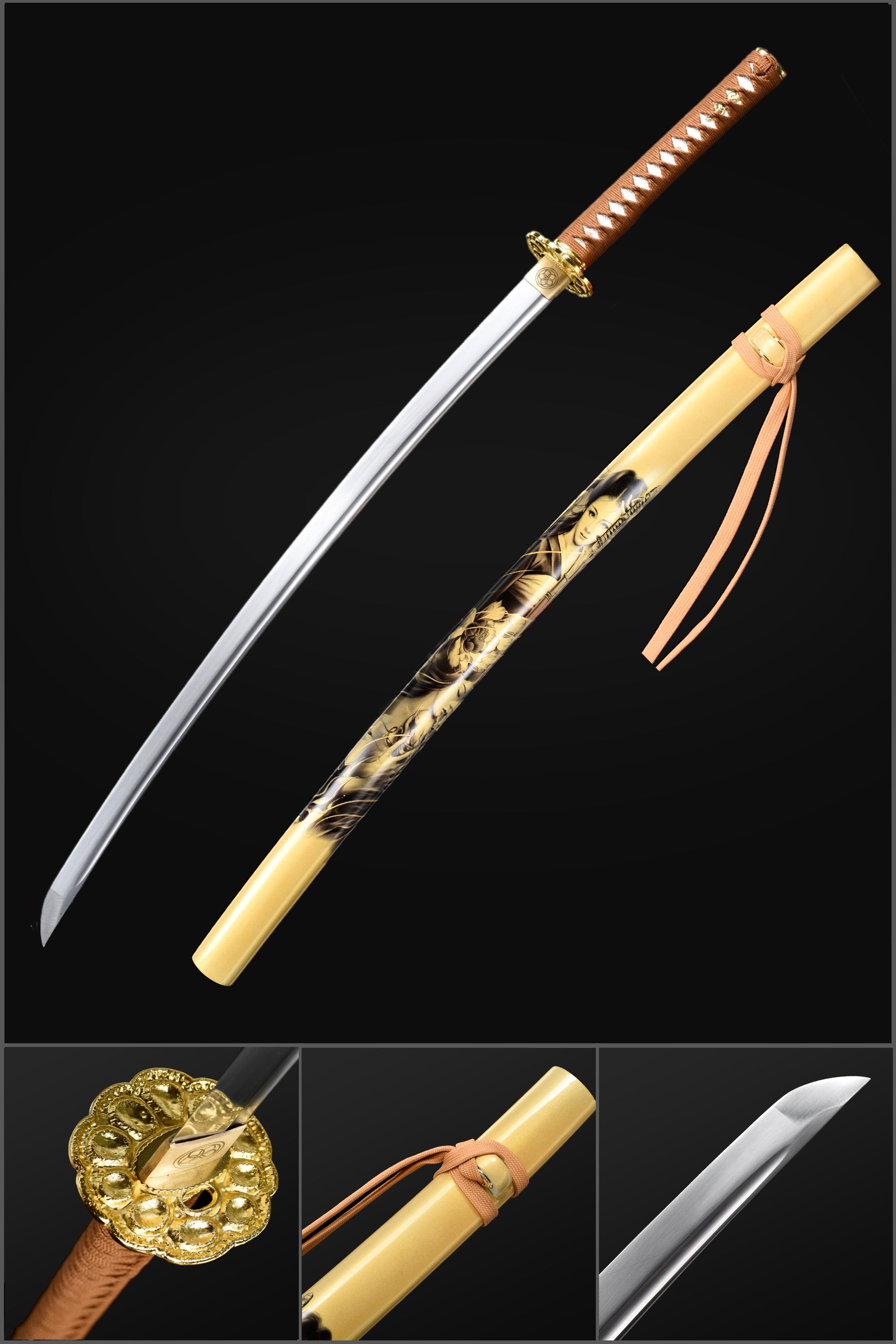 MoYang Sword 9260 Spring Steel Japanese Samurai Katana with Bo-hi Full ...