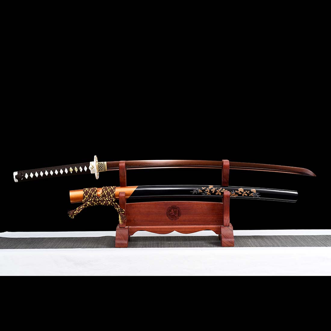 Folded Steel Red Blade Japanese Samurai Katana with Bo-hi Full Tang ...