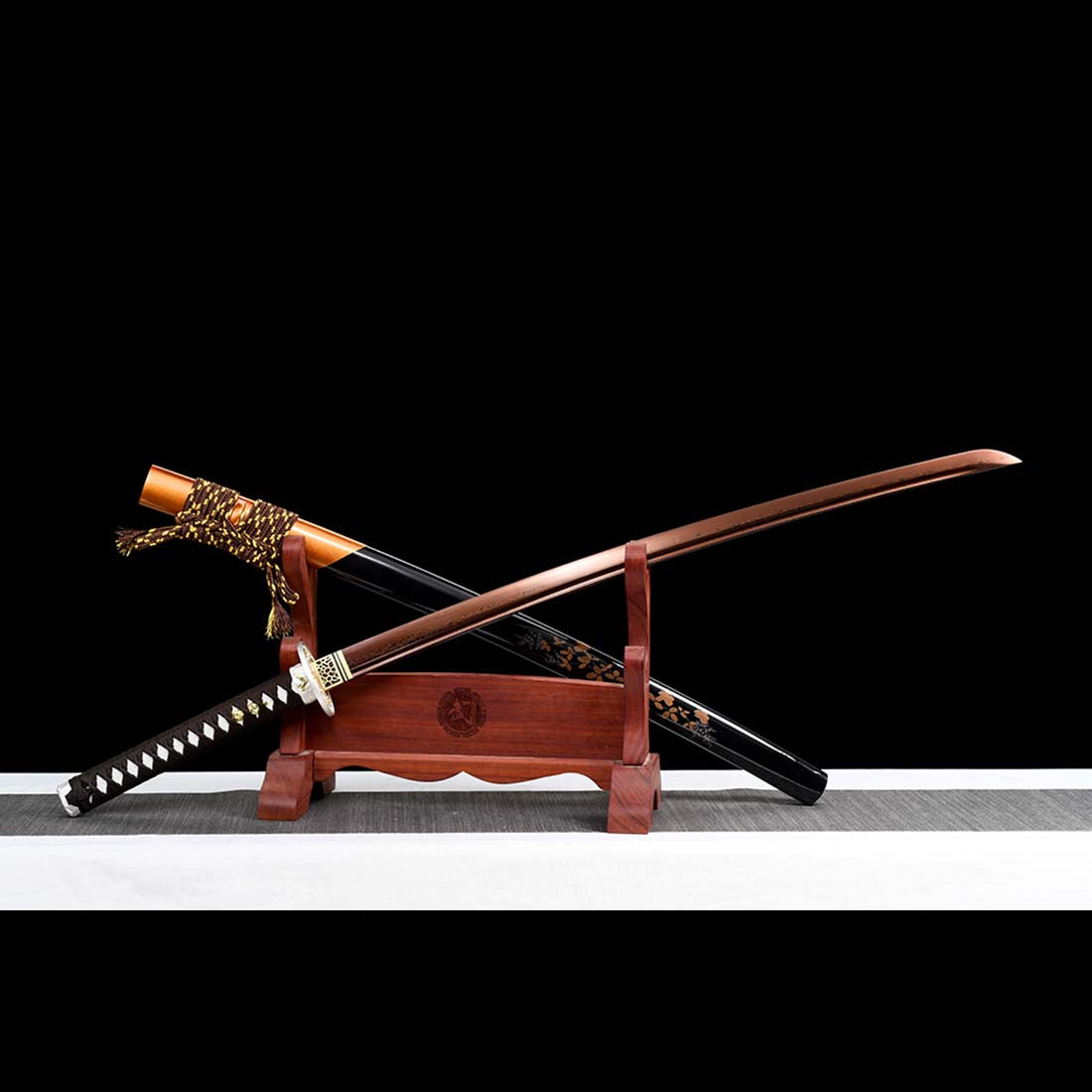 Folded Steel Red Blade Japanese Samurai Katana with Bo-hi Full Tang ...